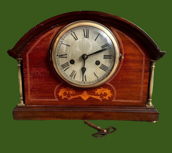 Beautiful Edwardian Mahogany Inlaid Striking Mantle Clock Large Mantle ...