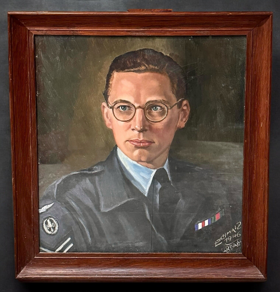 Original Oil Painting Portrait Of Military Officer Raf Bomb Disposal ...