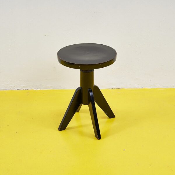 Black Lacquered Wooden Screw Stool | Vinterior