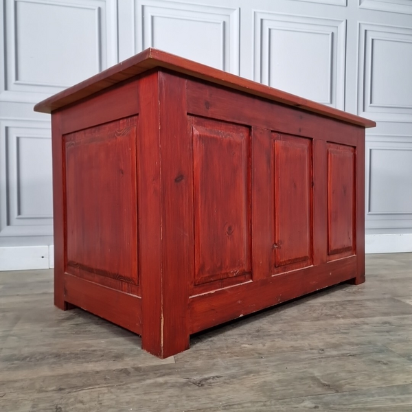 Vintage Carved Solid Wooden Pine Trunk Chest Panelled Blanket Box ...