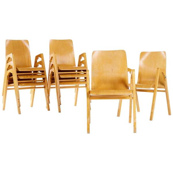 Rare Set Of Eight Stockable Armchairs By Axel Larsson | Axel Larsson ...