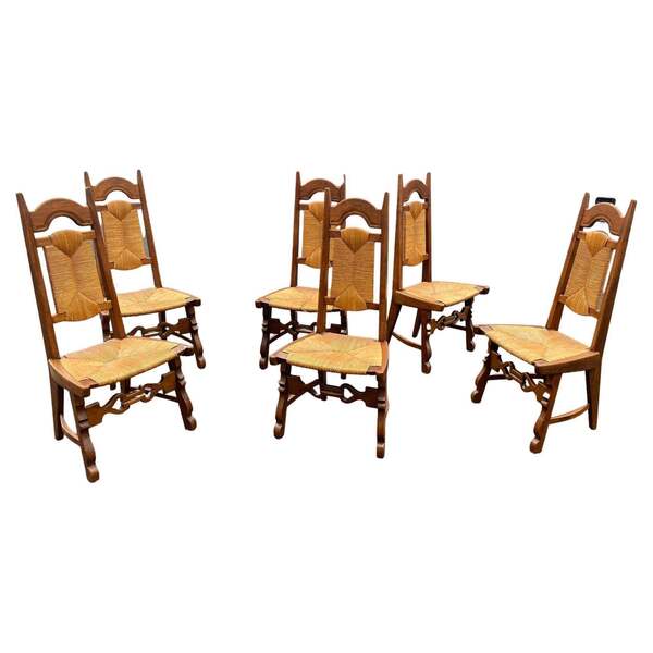 6 Oak Neo Rustic Chairs Circa 1950/1960 | Vinterior