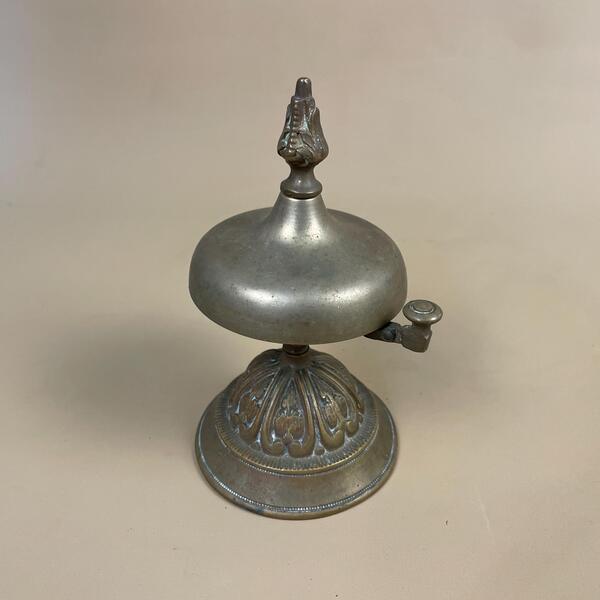 Antique Metal Desk Bell Brass Gold Table Bell Stand Attention Ringer ...