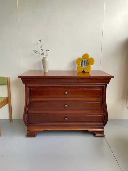 Antique Style Wooden Chest Of Drawers With Curvy ‘Guitar’ Profile ...