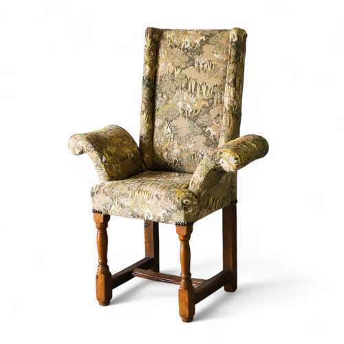 Bespoke Child’s Throne Chair Oak & Exquisite Upholstery English Early ...