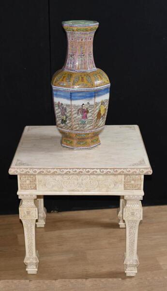 Chinese Side Table Ornate Bone Occasional Tables | Vinterior