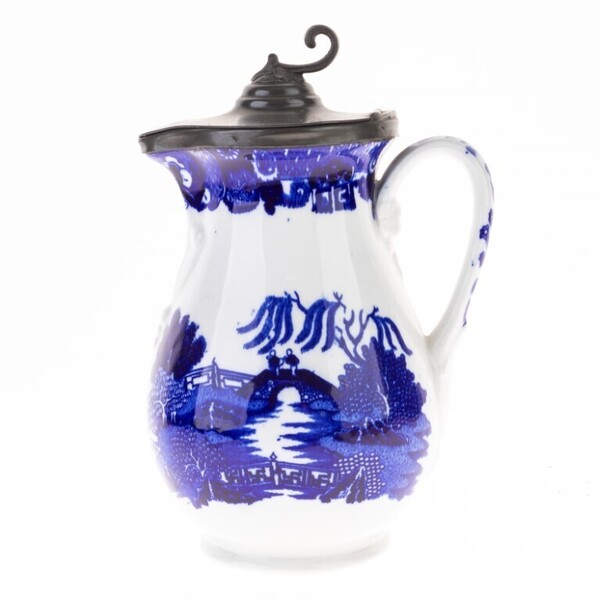 Antique Grainger & Co Blue Willow Porcelain Ceramic Pitcher Jug With ...