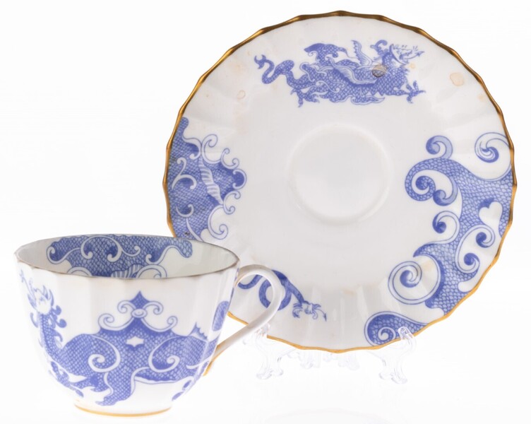 Royal Worcester “Blue Dragon” Pattern Porcelain Teacup And Saucer ...