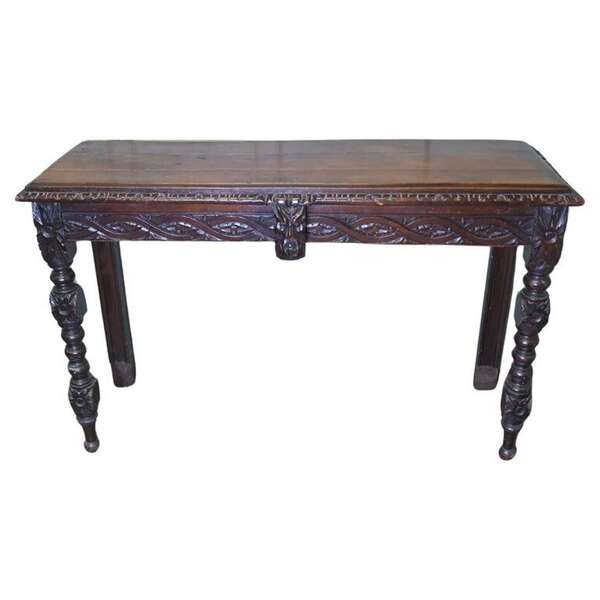 Gothic Carved Country Oak Hall Table | Vinterior