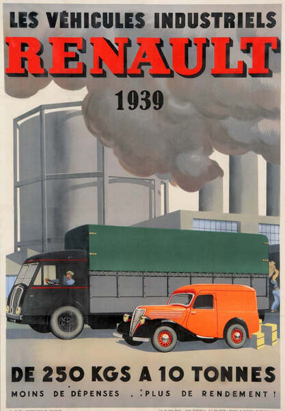 Vintage Renault Poster 1939, 1930s | Vinterior