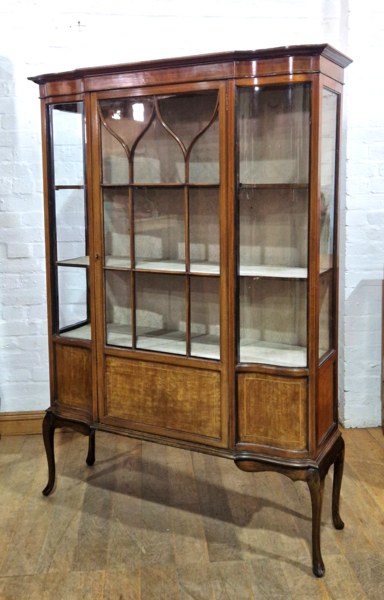 Antique Large Inlaid Mahogany Breakfront Display Cabinet | Vinterior