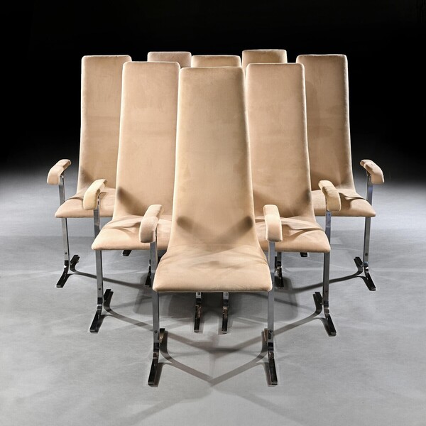 Set Of Eight Mid Century High Back Lisse Dining Chairs Designed By Tim ...