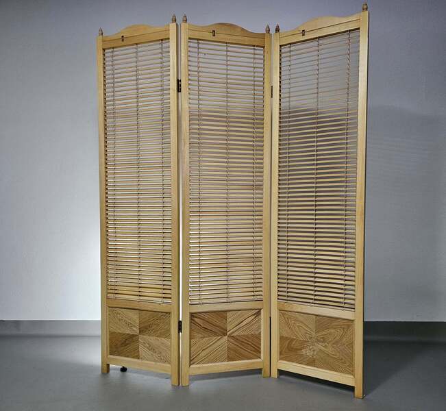 Room Divider French Blonde Beech Louvered Screen Room Divider, 1960s ...
