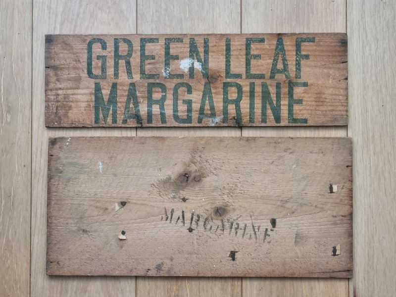 Two Original Antique 1910s Wooden Crate Signs, British Green Leaf ...