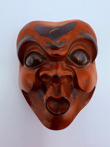 Netsuke Demon Mask, Lacquered Boxwood, Meiji Period, Japan, 19th ...