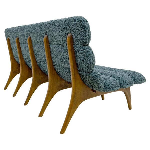 Adrian Pearsall Style Italin Modern Bouclè And Walnut Sofa | Adrian ...