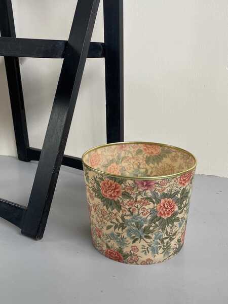 Vintage Kitsch Floral Fibreglass Waste Paper Rubbish Bin | Vinterior