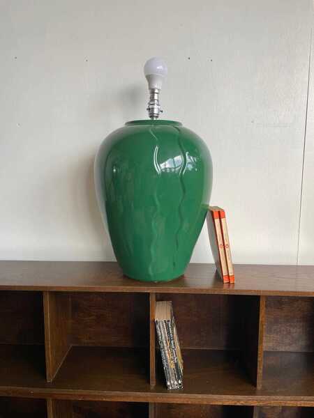 Vintage Large Green Ikea Ceramic Table Lamp From The 90s With Wavy Pomo ...