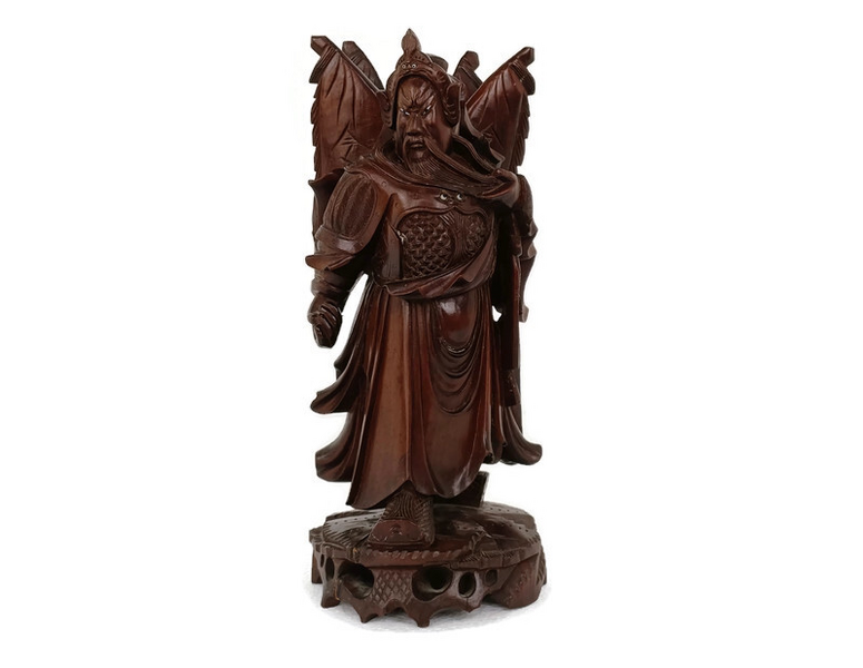 Chinese Rosewood Hand Carved Wooden Figurine Sculpture Winged Warrior ...