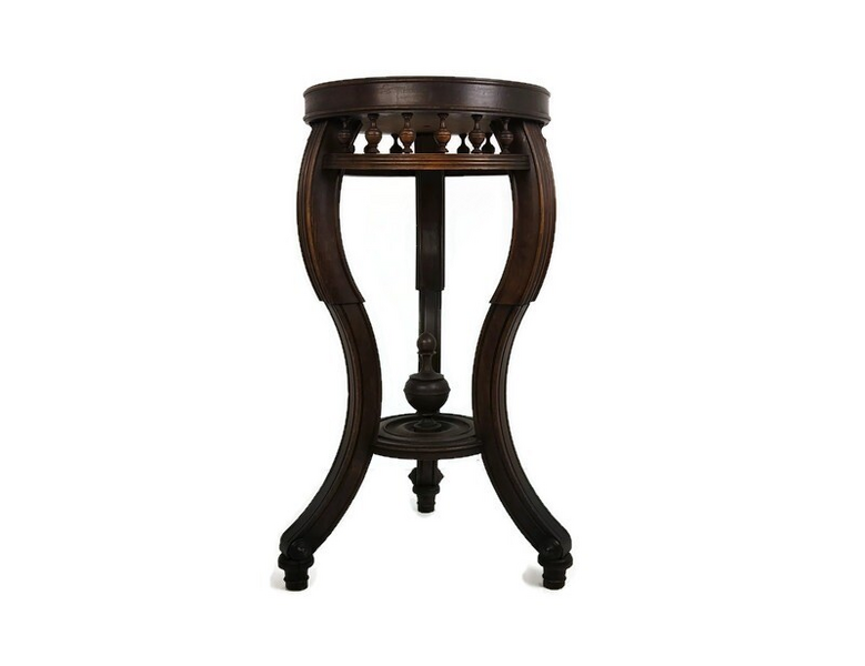 Stunning Antique Pedestal Plant Stand Carved Wood With Spindles Side ...