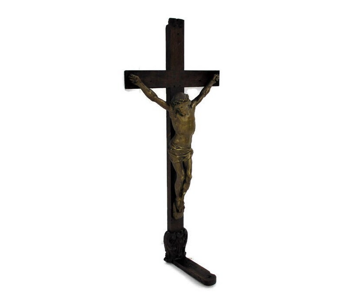 Antique Standing Wooden Crucifix Jesus Christ Plaster Corpus Christ ...
