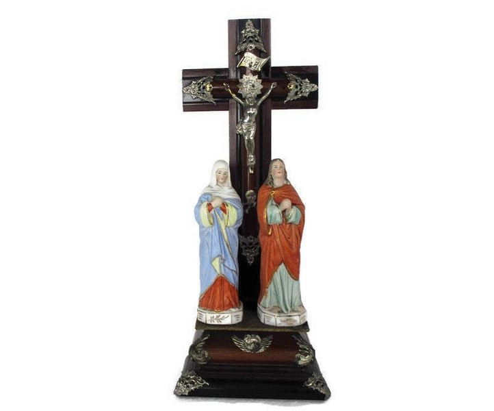 Antique Calvary Crucifix Christ Plaster Wood Ormulu Gorgeous Jesus ...