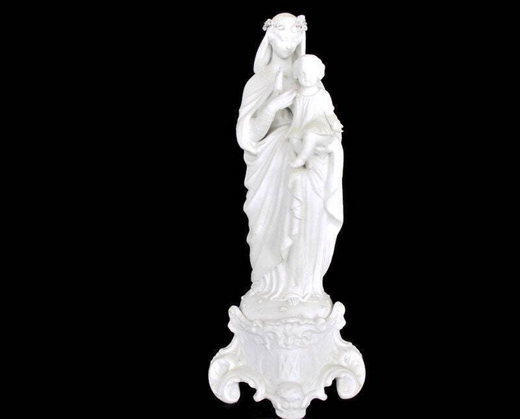 Large French Antique 1900 Bisque Statue Virgin Mary Our Lady Infant ...