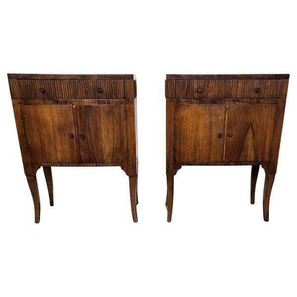 Pair Of Mid Century Modern Italian Rustic Wood Night Stands Bed Or Side ...