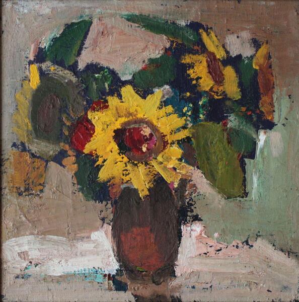 Aleksandr Rodin (1922 2001)still Life With Sunflowers. Oil On Cardboard ...