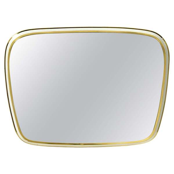 Huge Mid Century Modern "Zier Form" Wall Mirror With Heavy Brass Frame ...