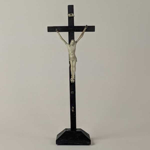 Antique 18th 19th Century Carved Bone Crucifix Jesus On Ebony Wood ...