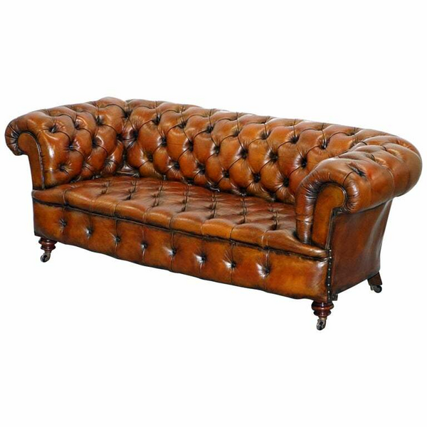Restored Victorian 1890 Cornelius V Smith Stamp Chesterfield Leather ...