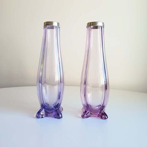 Antique Pair Of Bohemia Export Amethyst Purple Glass Vases, London ...