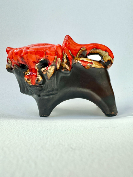 Vintage Pottery Eric Leaper Newlyn Pottery Large Drip Glaze Bison 1960s ...