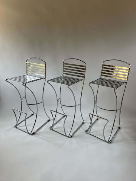 Set Of 3 Chrome Plated Steel Stools By Till Behrens For Schlubach ...