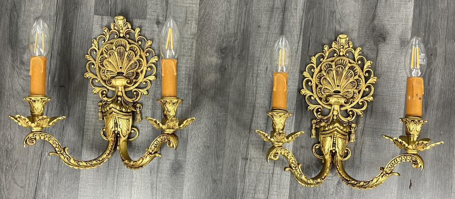 Wall Lamps Vintage French Brass Rococo Style Sconces Lot 4186 | Vinterior