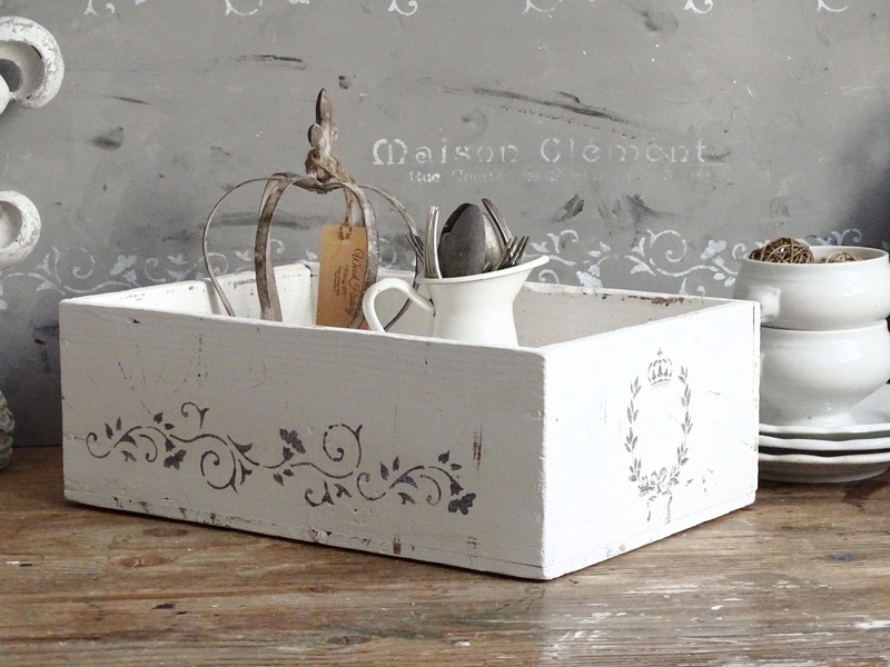 Distressed White Wood Crate: French Country Shabby Chic Storage Box ...