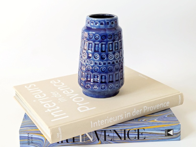 Midcentury Scheurich Vase, Inka Decor, Denim Blue West German Pottery ...