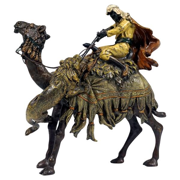 Arab On Camel Shooting A Lion, Viennese Bronze By Bergmann, Around 1900 ...