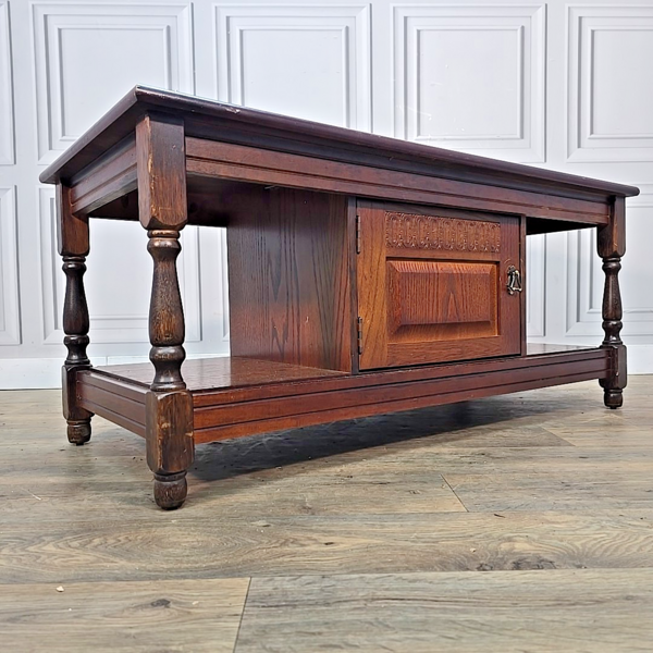 Antique Oak Coffee Table – Jacobean Gothic Revival – Turned & Carved ...