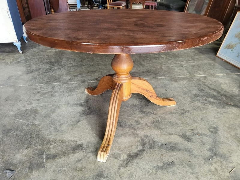 20thc Large Beech Round Pedestal Dining Table Seat 6 | Vinterior