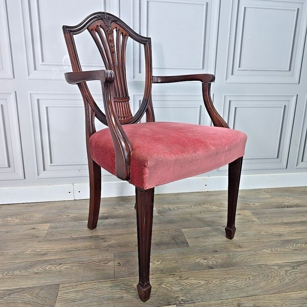 Antique Georgian Mahogany Hepplewhite Arm Chair Upholstered Shield Hall ...