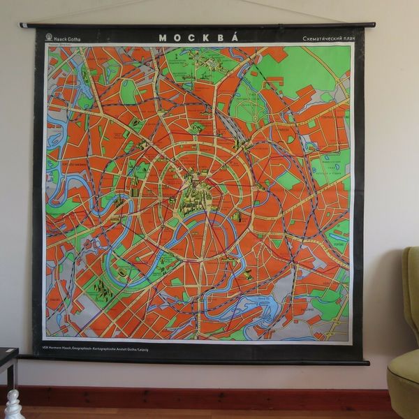 Vintage Map Moscow Russia School Wall Chart Educational Map Soviet ...