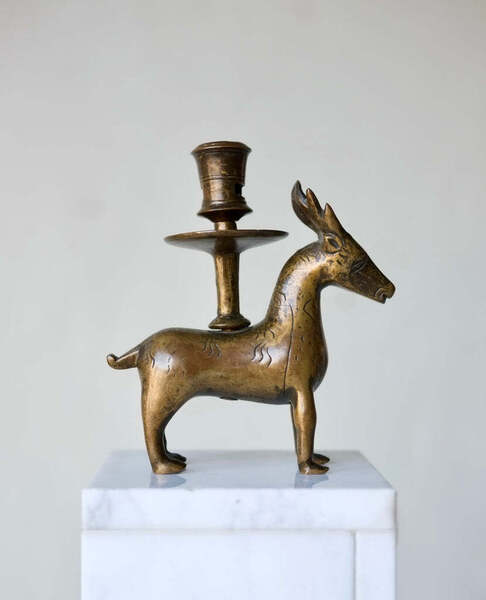 15th Century Northern European Bronze Stag Candlestick | Stag | Vinterior