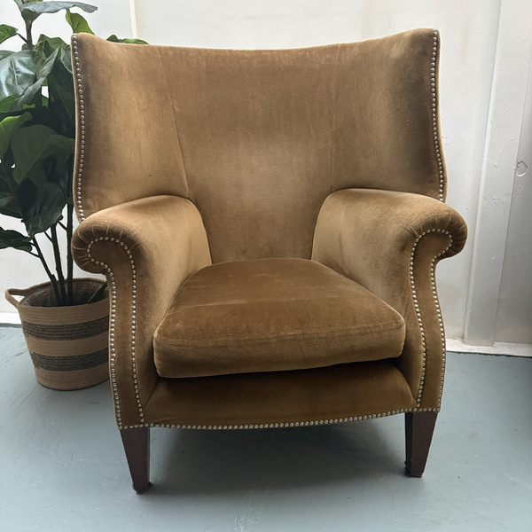 Fabulous Antique High Winged Barrel Backed Porters Style Aged Gold Arm ...