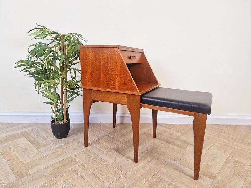 Chippy Vintage Mid Century Teak Extending Telephone Table Cabinet ...