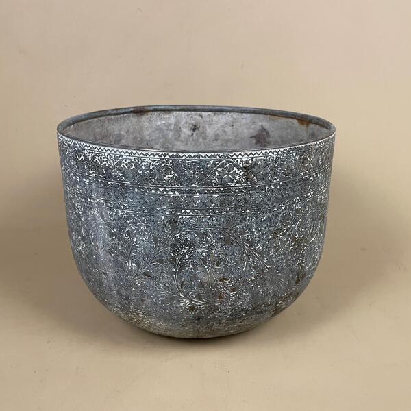 Antique Metal Silver Indian Patterned Brass Plant Pot Planter ...