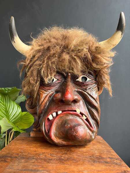 Vintage Folk Art Wall Mask, Switzerland | Vinterior