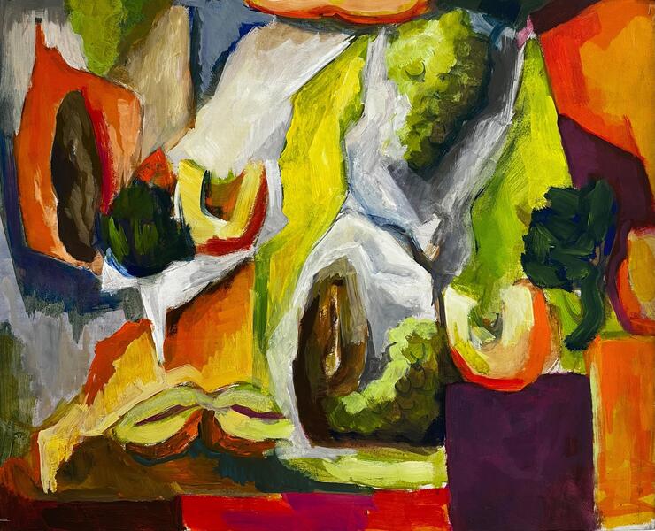 Guy Nicodabstract Vegetable Still Life With Squash Melon And Greens ...