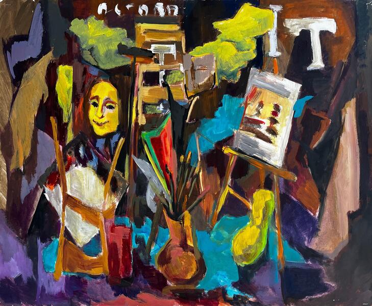 Guy Nicodartist Studio Interior With Easels Portraits And Painting ...